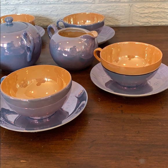 Kitchen | Vintage 8 Piece Japanese Lusterware China Blue | Poshmark